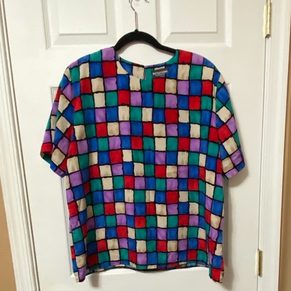 Notations | Tops | Multi Color Mosaic Tile Shirt | Poshmark
